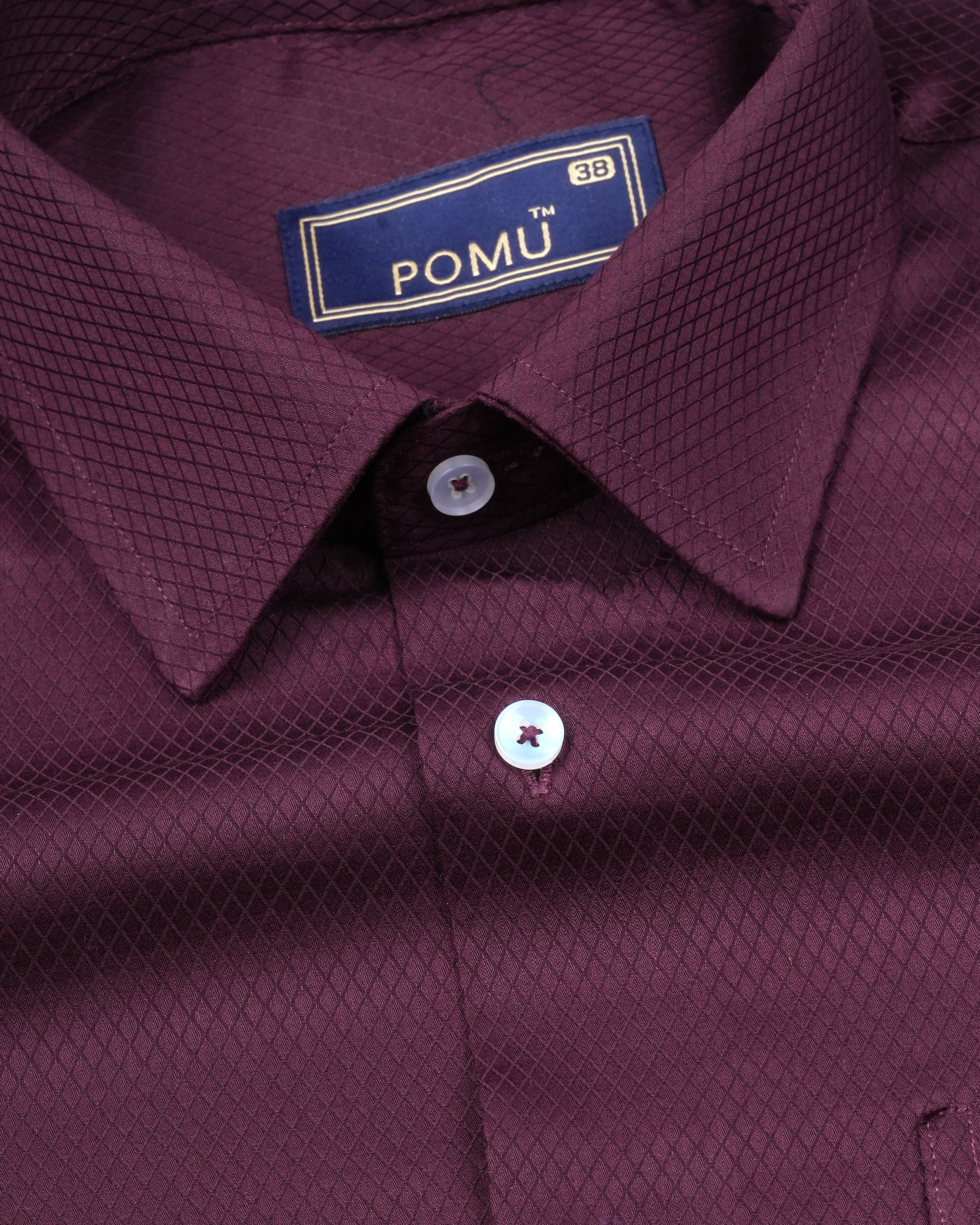 Solid Maroon Cotton Shirt – Regular Fit Full Sleeves – POMU